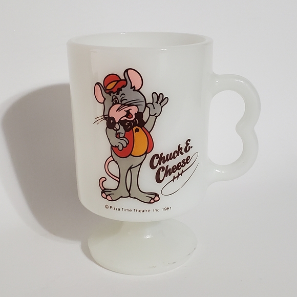 Chuck E Cheese | Dining | Chuck E Cheese Pedestal Milk Glass Mug Irish ...